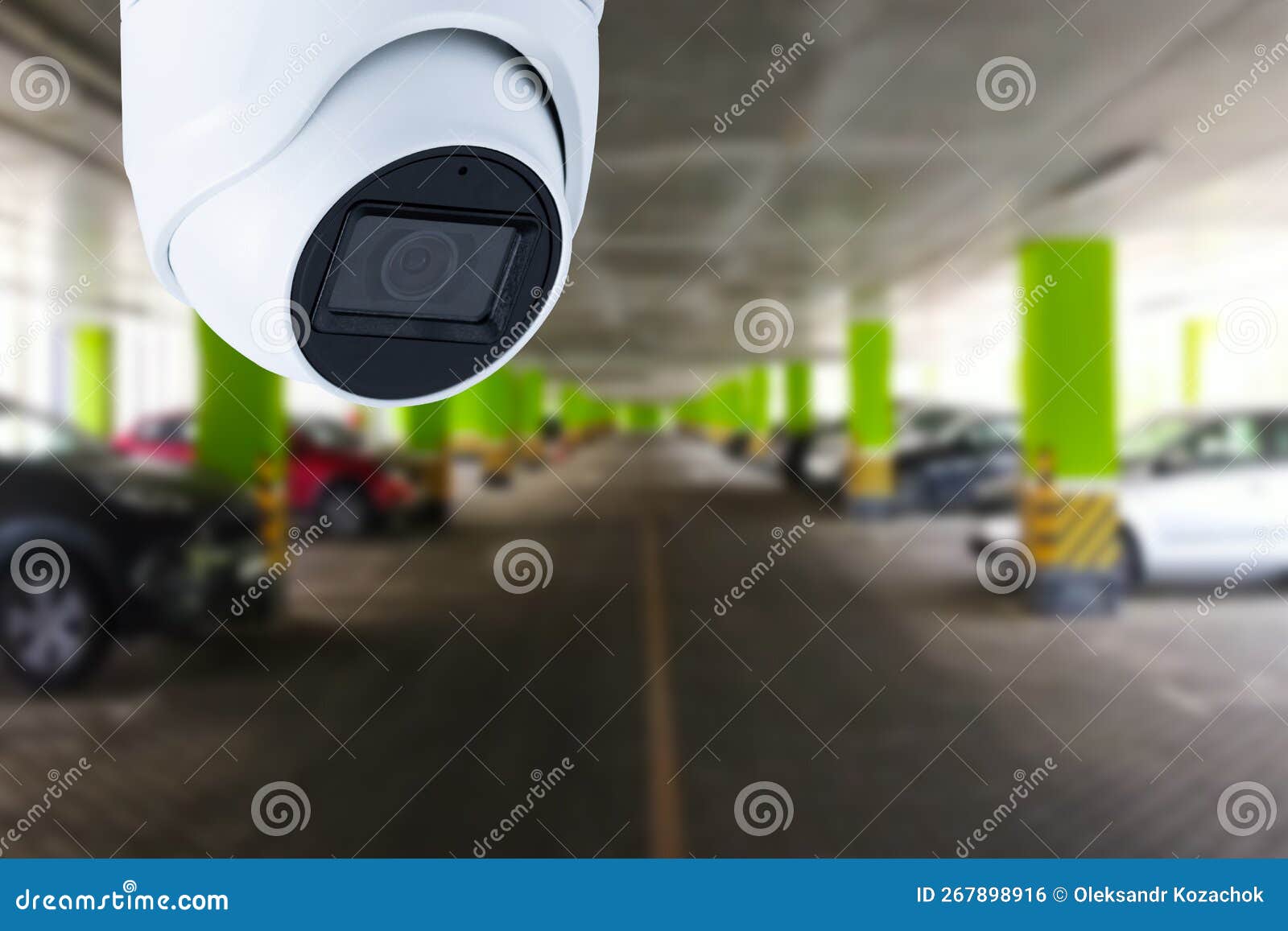 CCTV Security Camera Setup on Parking Lot. Copy Space. Stock Photo ...