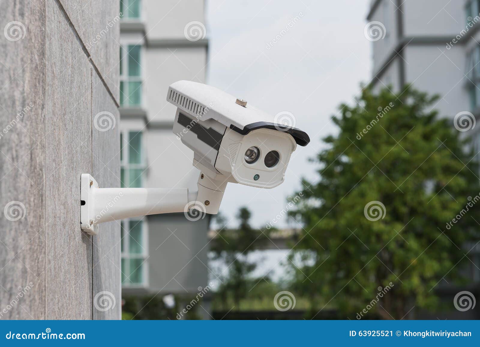 CCTV Security Camera on Stone Wall Stock Image - Image of deterrent ...