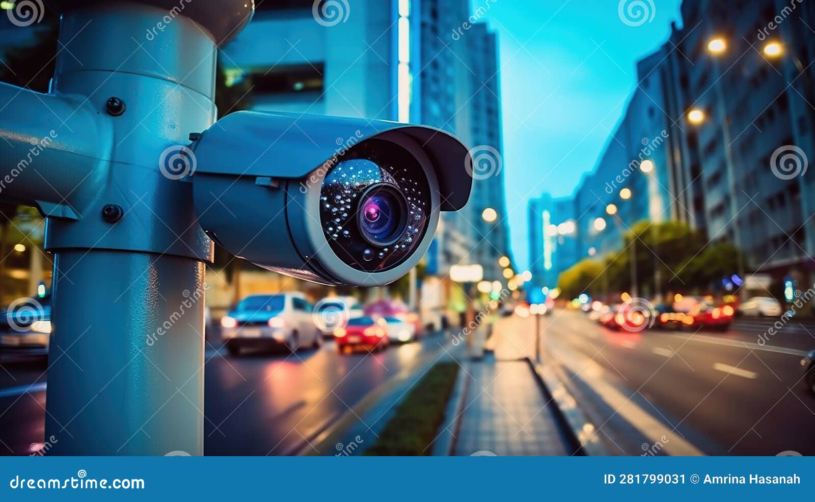 CCTV Security Camera or Surveillance Operating on Traffic Road and ...