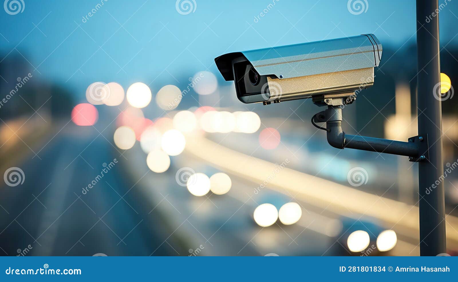 CCTV Security Camera or Surveillance Operating on Traffic Road and ...