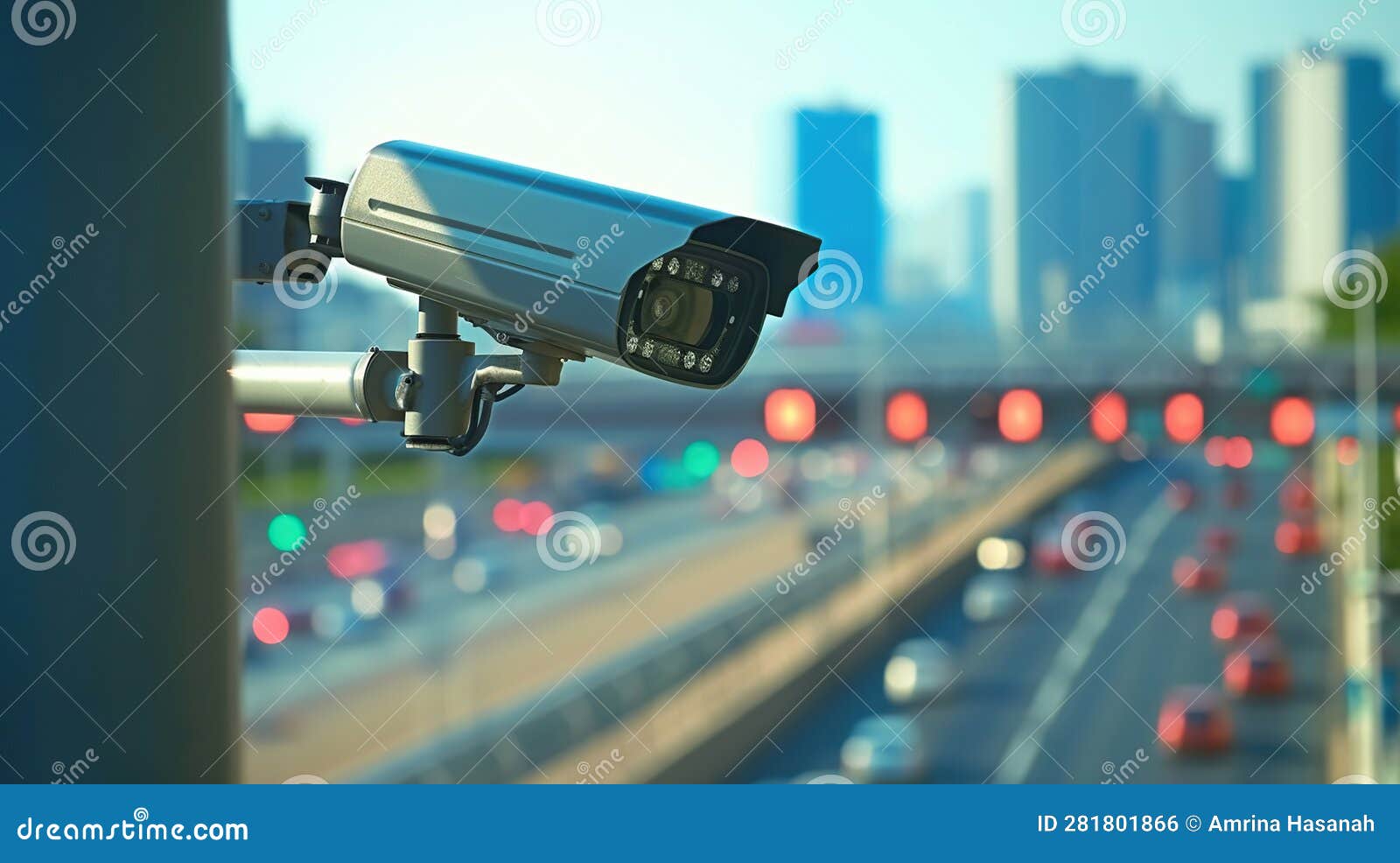 CCTV Security Camera or Surveillance Operating on Traffic Road and ...