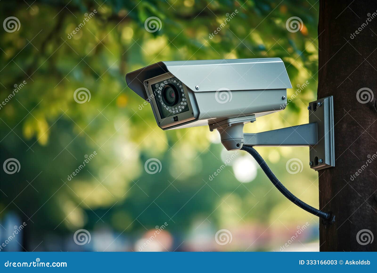 CCTV Security Camera or Surveillance System in the Park with Nature ...