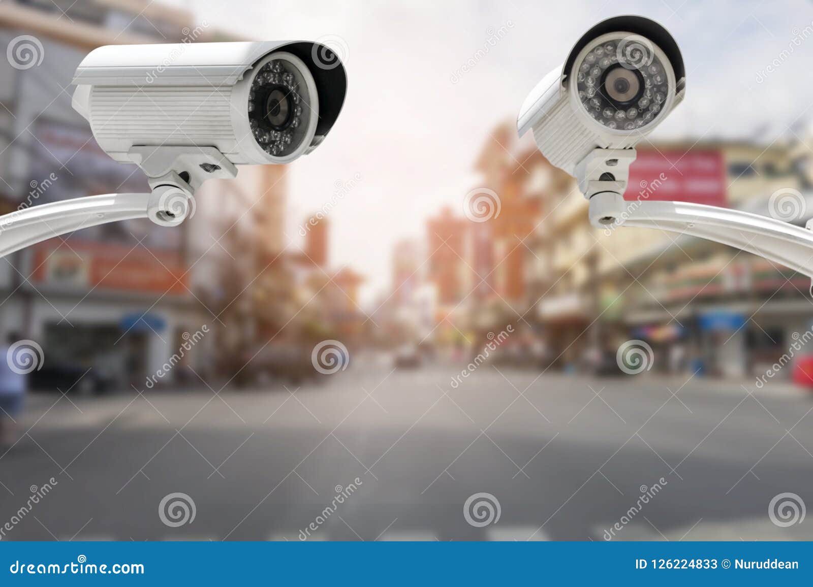 CCTV Security Camera on Traffic Road and Urban Scene Stock Image ...