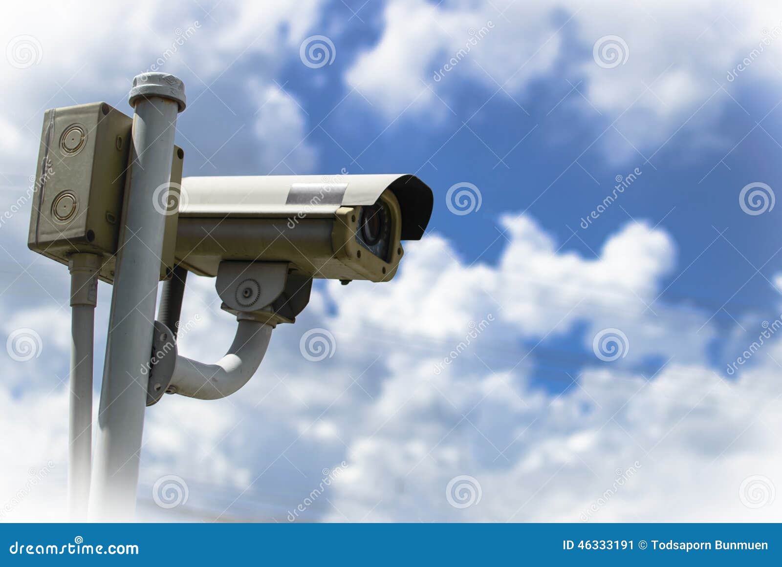 CCTV Security Camera Under Blue Sky Stock Image - Image of monitoring ...