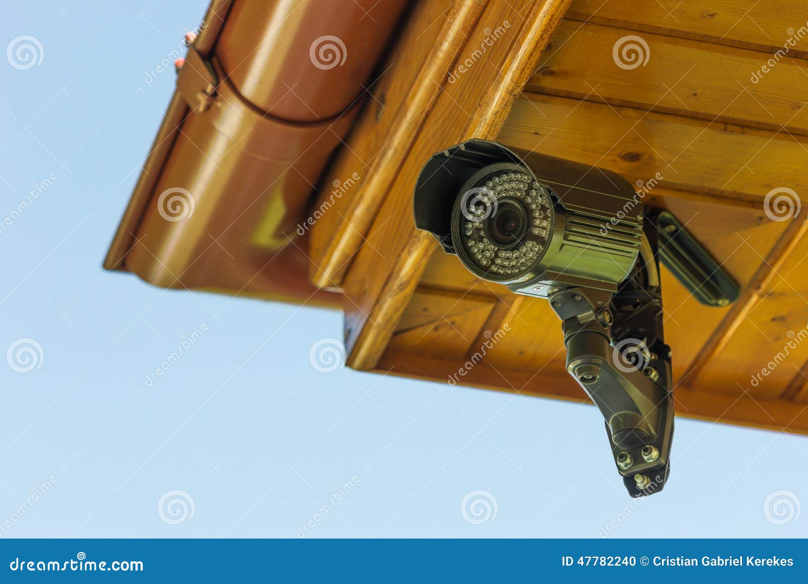 CCTV Security Camera Under the Roof Stock Photo - Image of camera ...