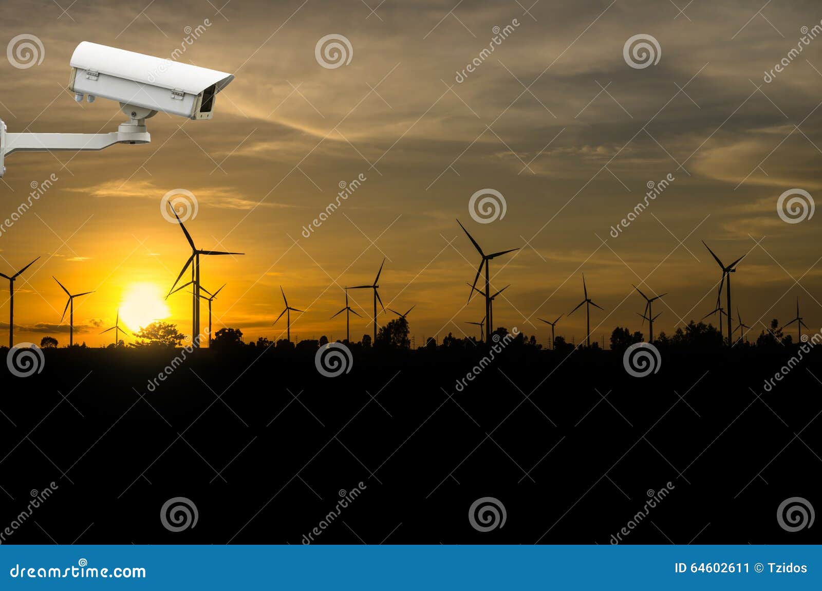 CCTV Security Camera with Wind Turbine Power Generator Stock Image ...