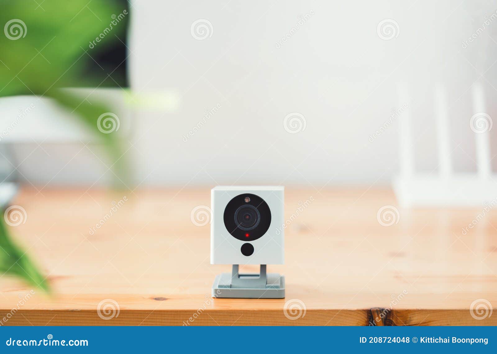 The CCTV Security Camera on Wood Table in Home Ip Camera Stock Photo ...