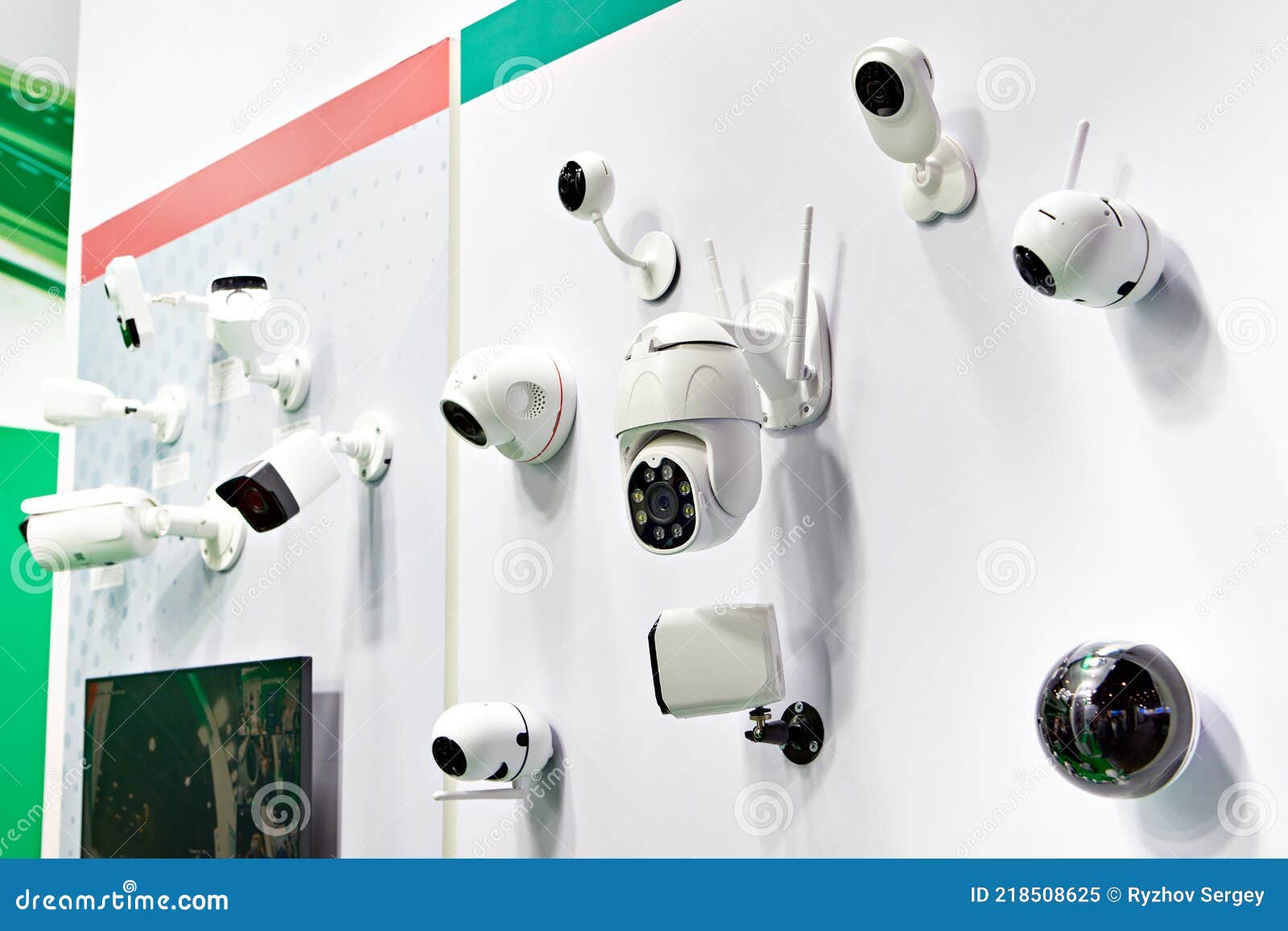 CCTV security cameras stock image. Image of modern, group - 218508625