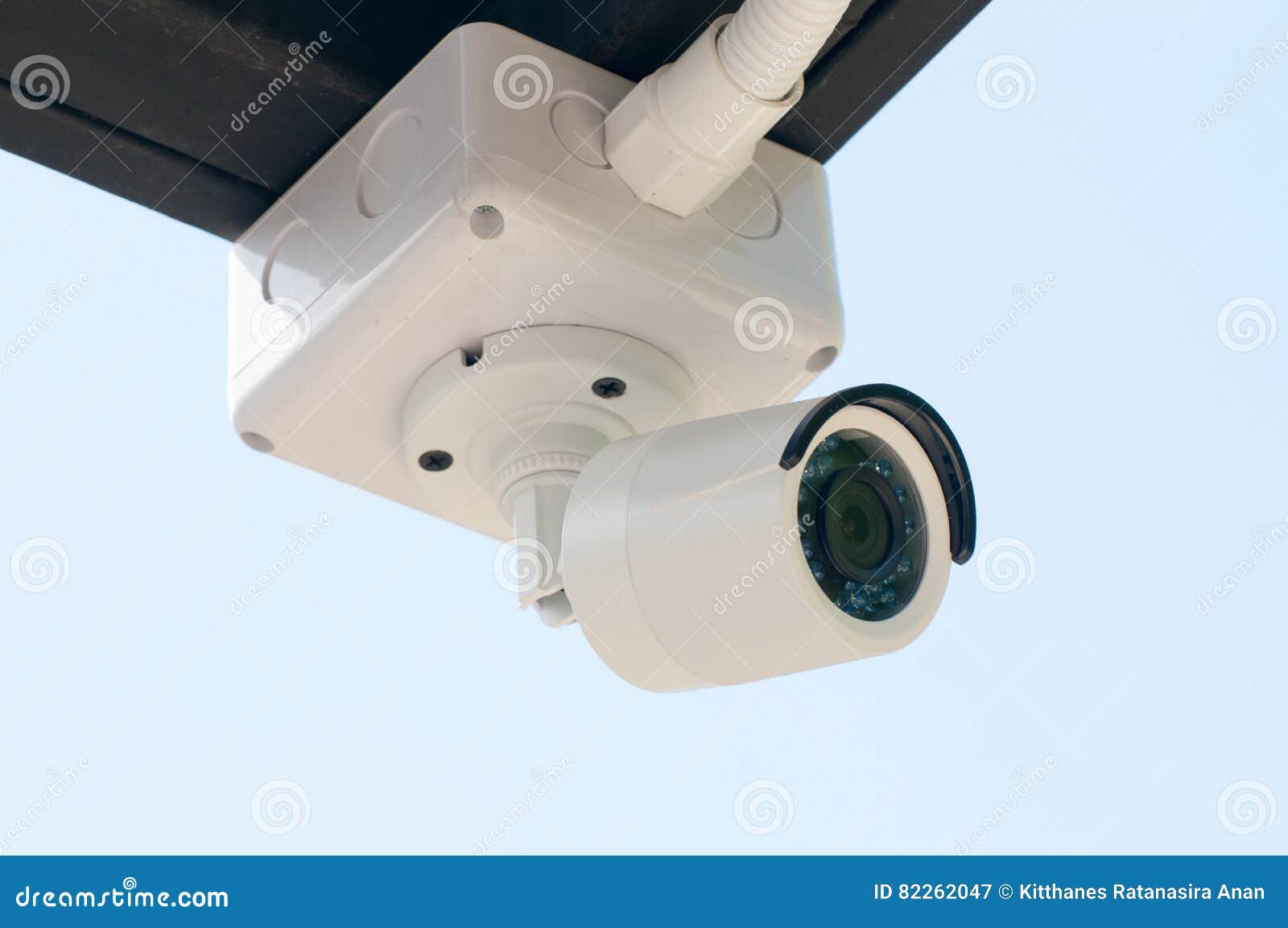 CCTV Security Cameras Outside the White Building Stock Image - Image of ...
