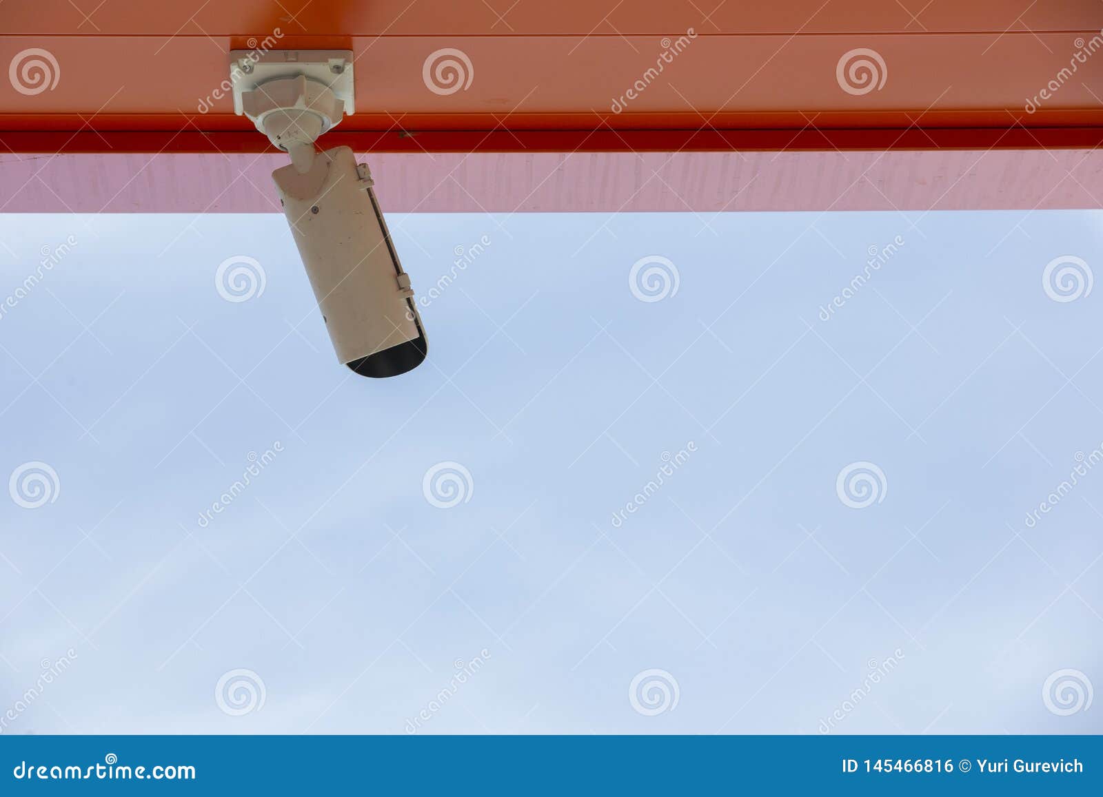 CCTV Security Cameras on Pole on Blue Sky with White Clouds Background ...