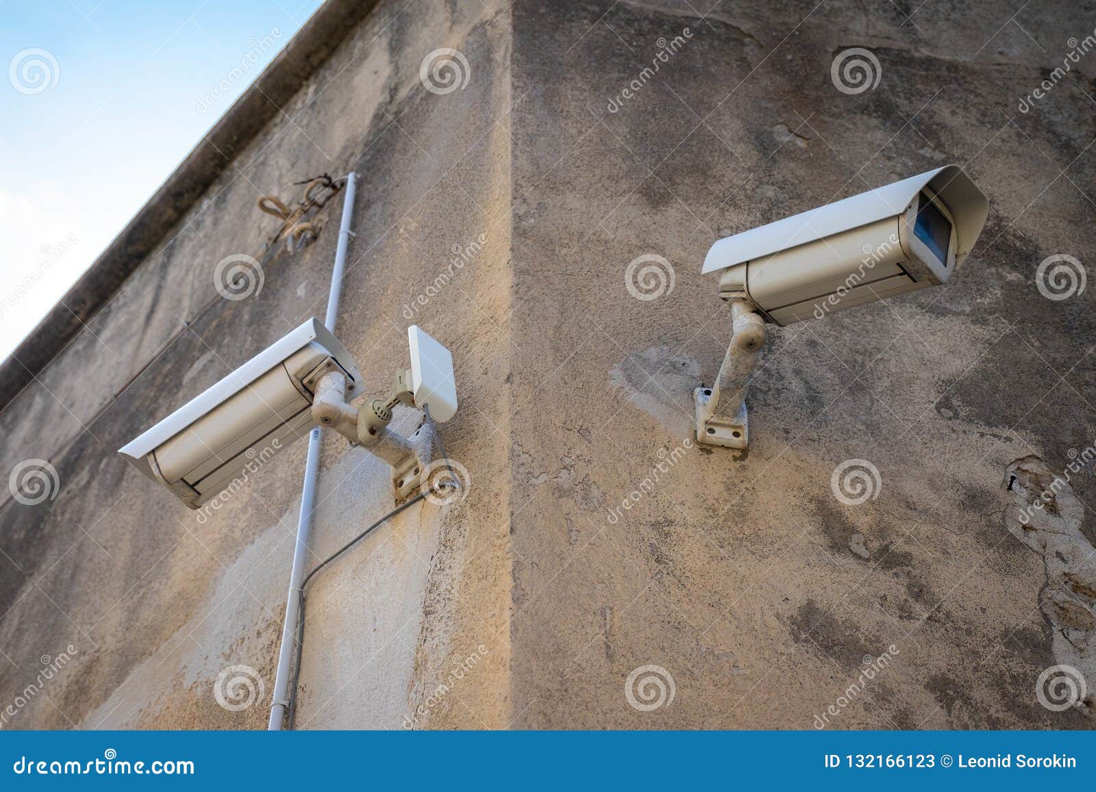 CCTV Security Cameras on Pole Watching the Area Stock Image - Image of ...