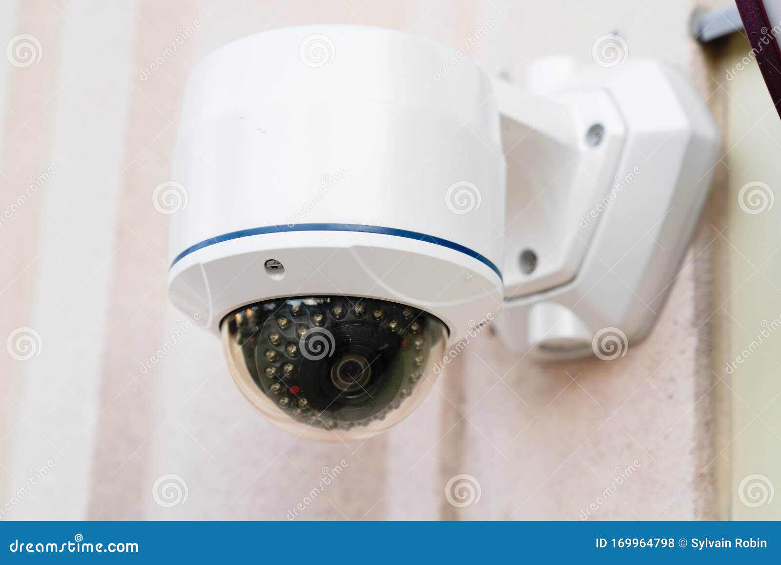 CCTV Security for Home Round Camera on Wall Stock Photo - Image of home ...
