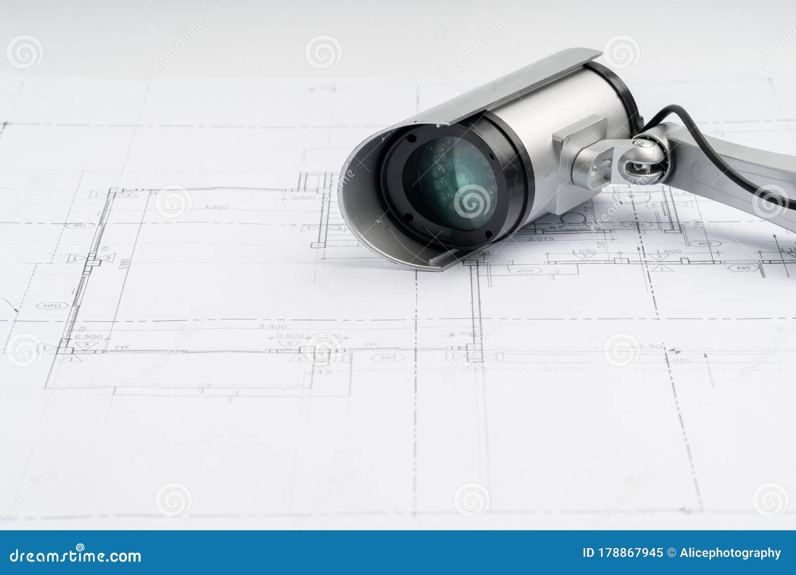 CCTV Security Online Camera with House Plan Stock Image - Image of ...