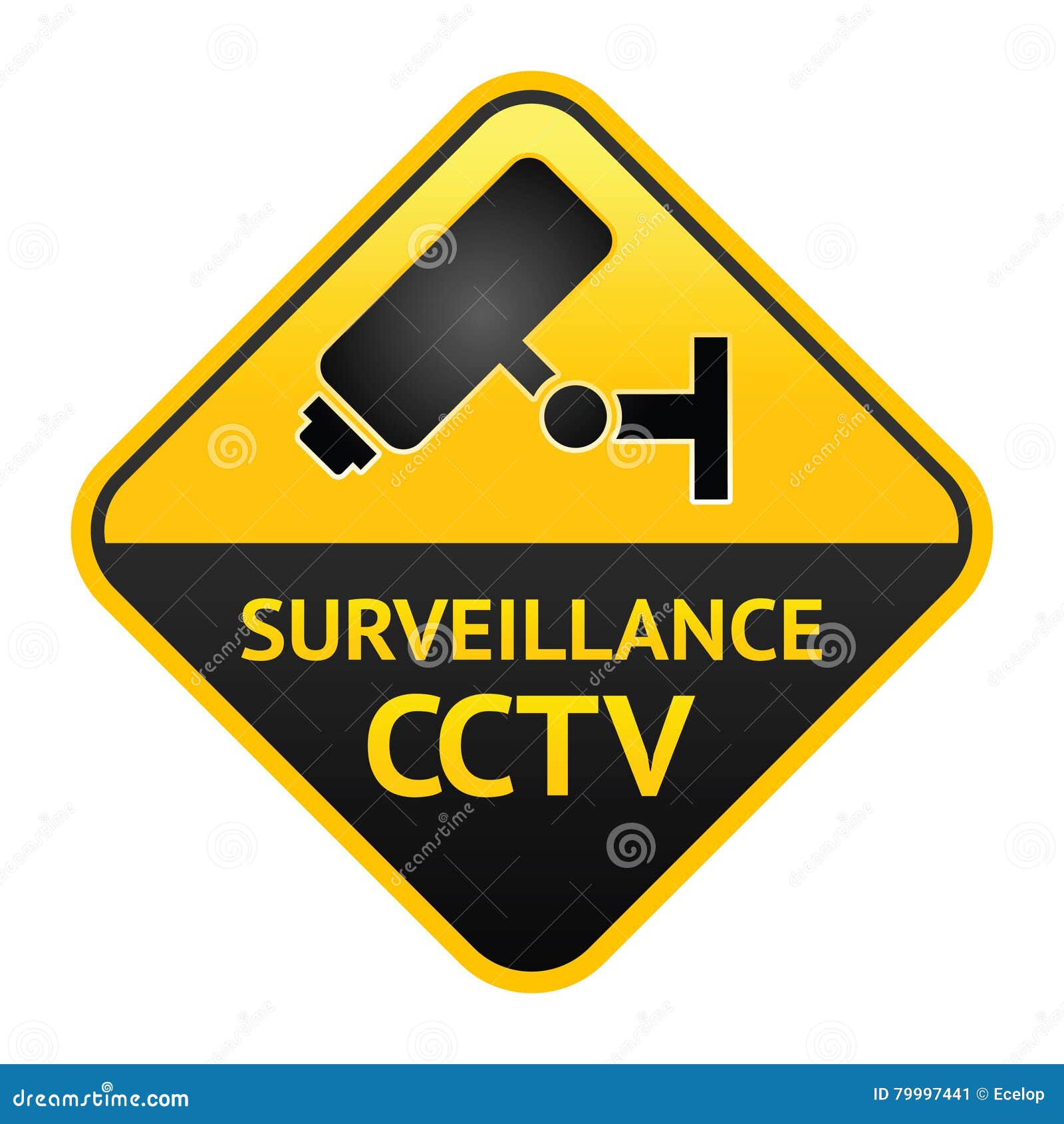 Cctv Sign Symbol In Circle Triangle And Blue Graphic Set Yellow Sticker ...