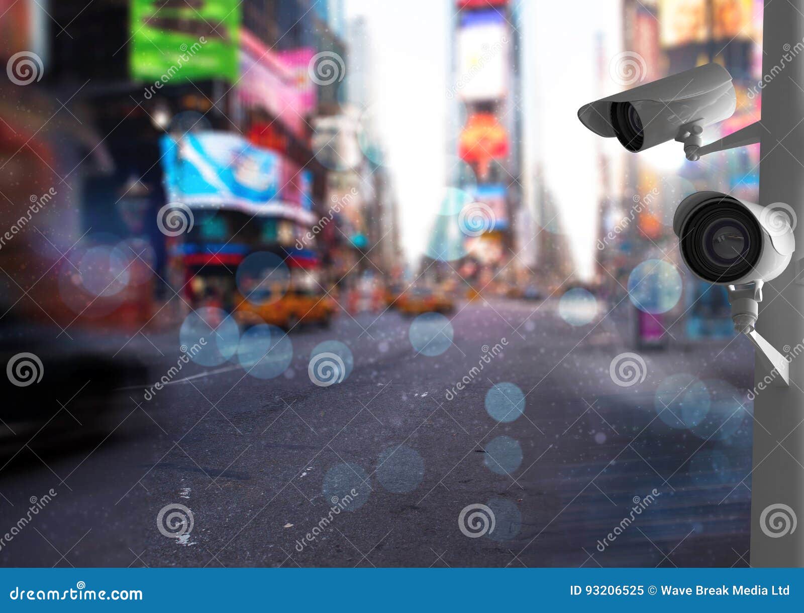 CCTV Stick with 2 Cameras Controlled the Street Stock Image - Image of ...