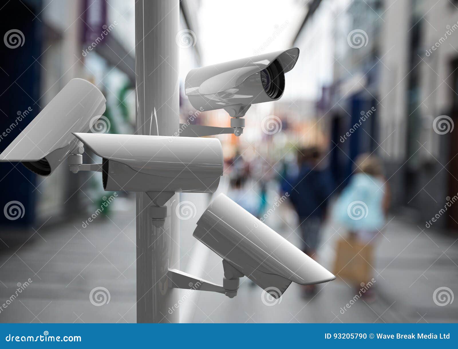 CCTV Stick in the Street with People Behind it Stock Photo - Image of ...