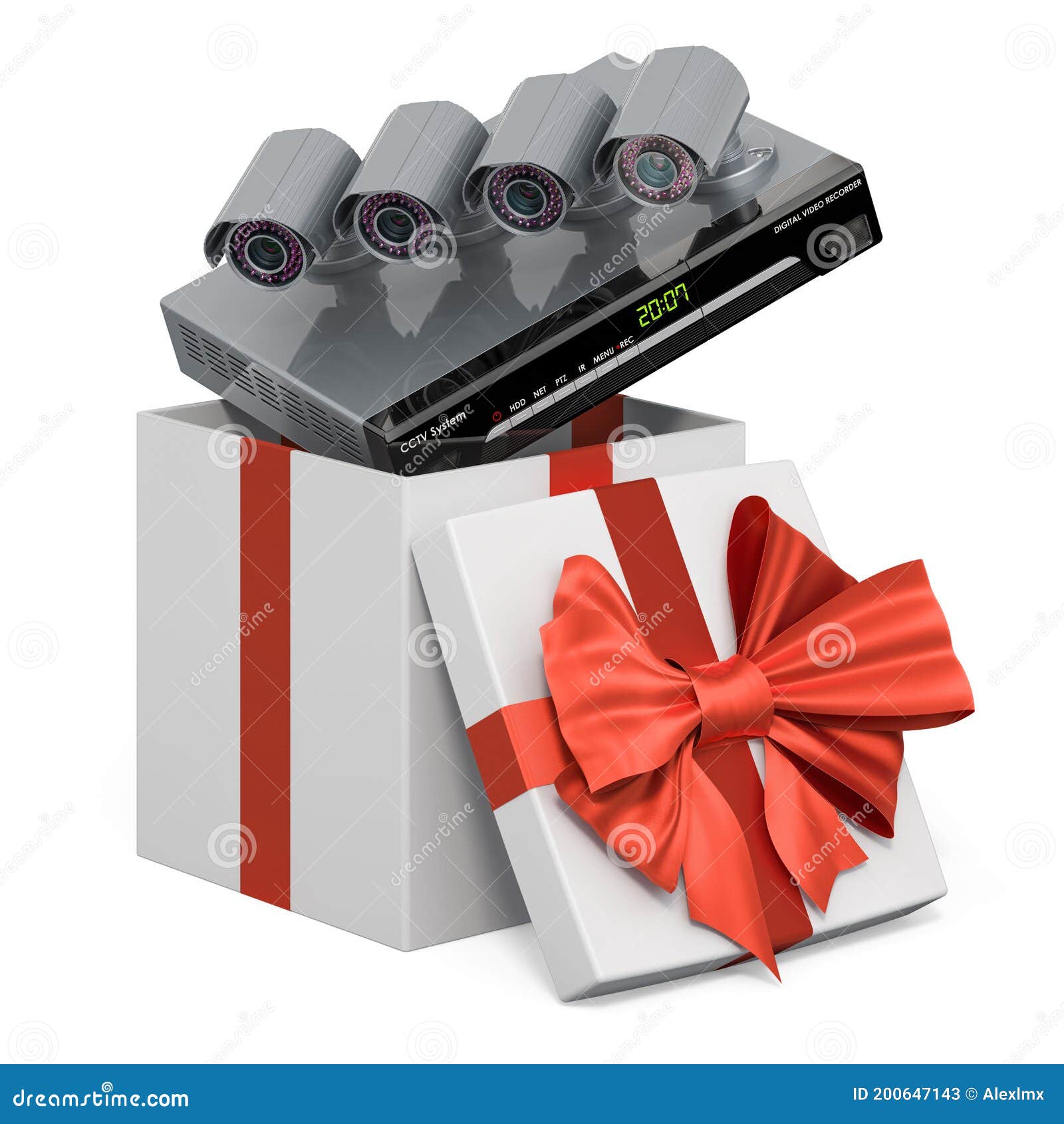 CCTV System Digital Video Recorder Inside Gift Box, Present Concept. 3D ...
