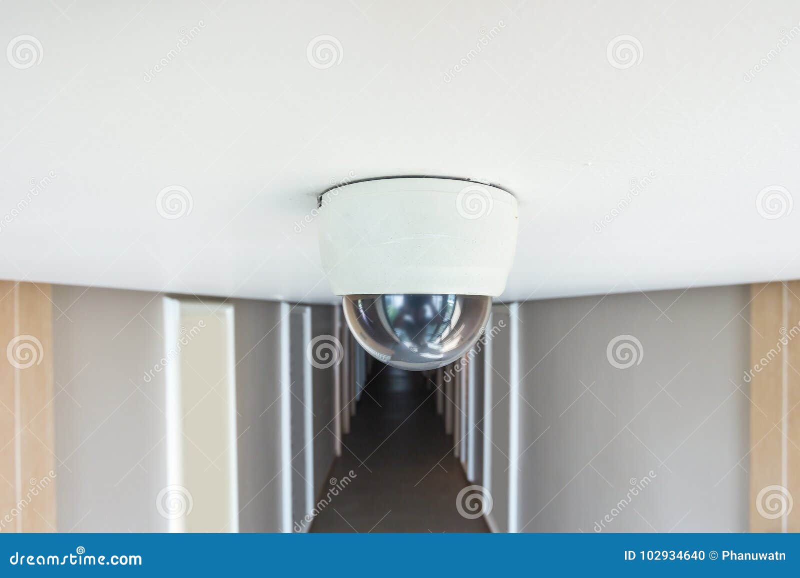 CCTV System Installed on the Ceiling in the Hotel Corridor Stock Photo ...