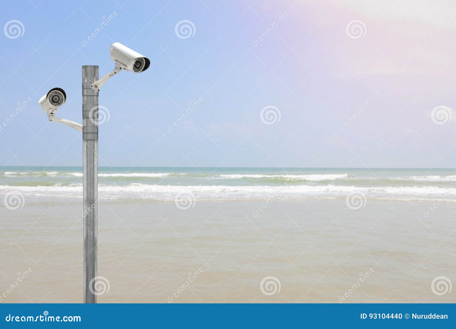 CCTV System Security with Tropical Sea and Beach Stock Photo - Image of ...