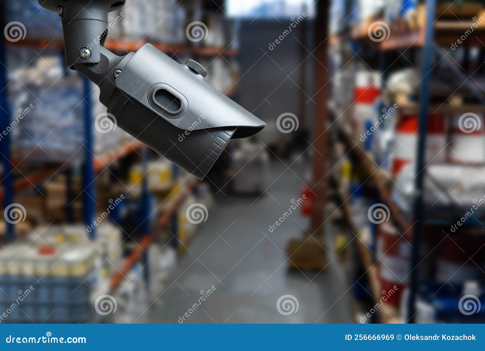 CCTV System Security in Warehouse of Factory Chemical Blur Background ...