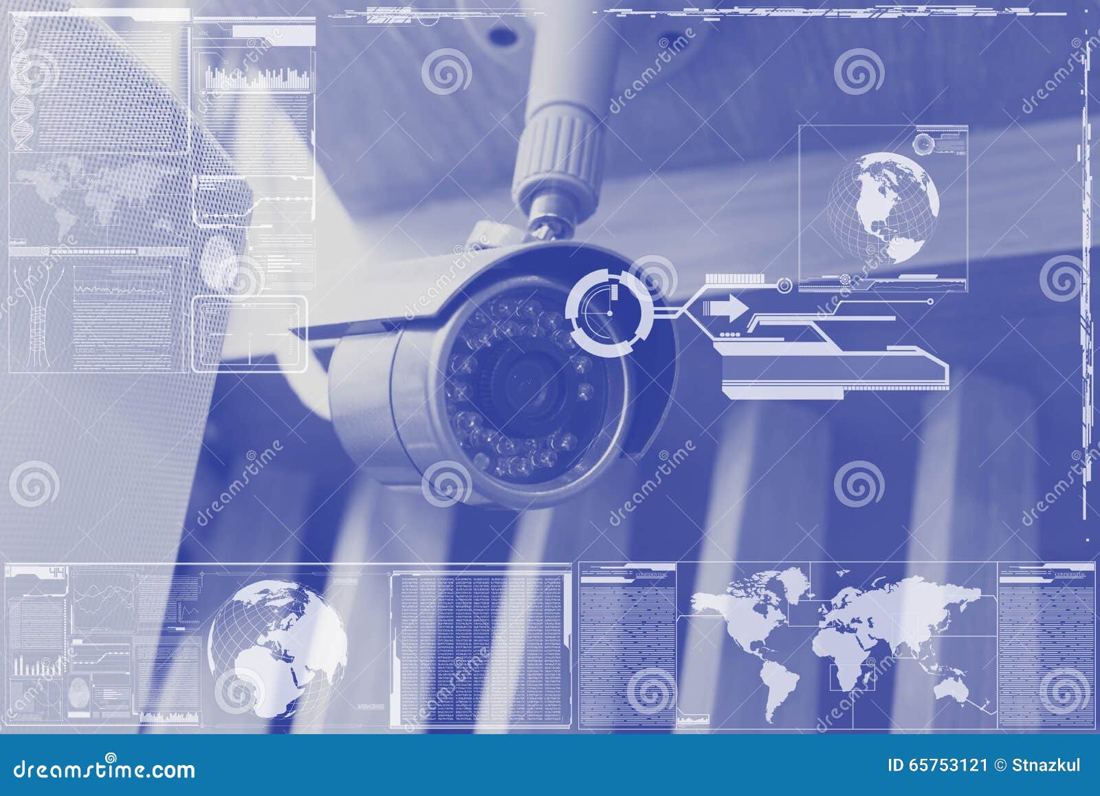 CCTV Technology on Screen Display Stock Image - Image of record ...