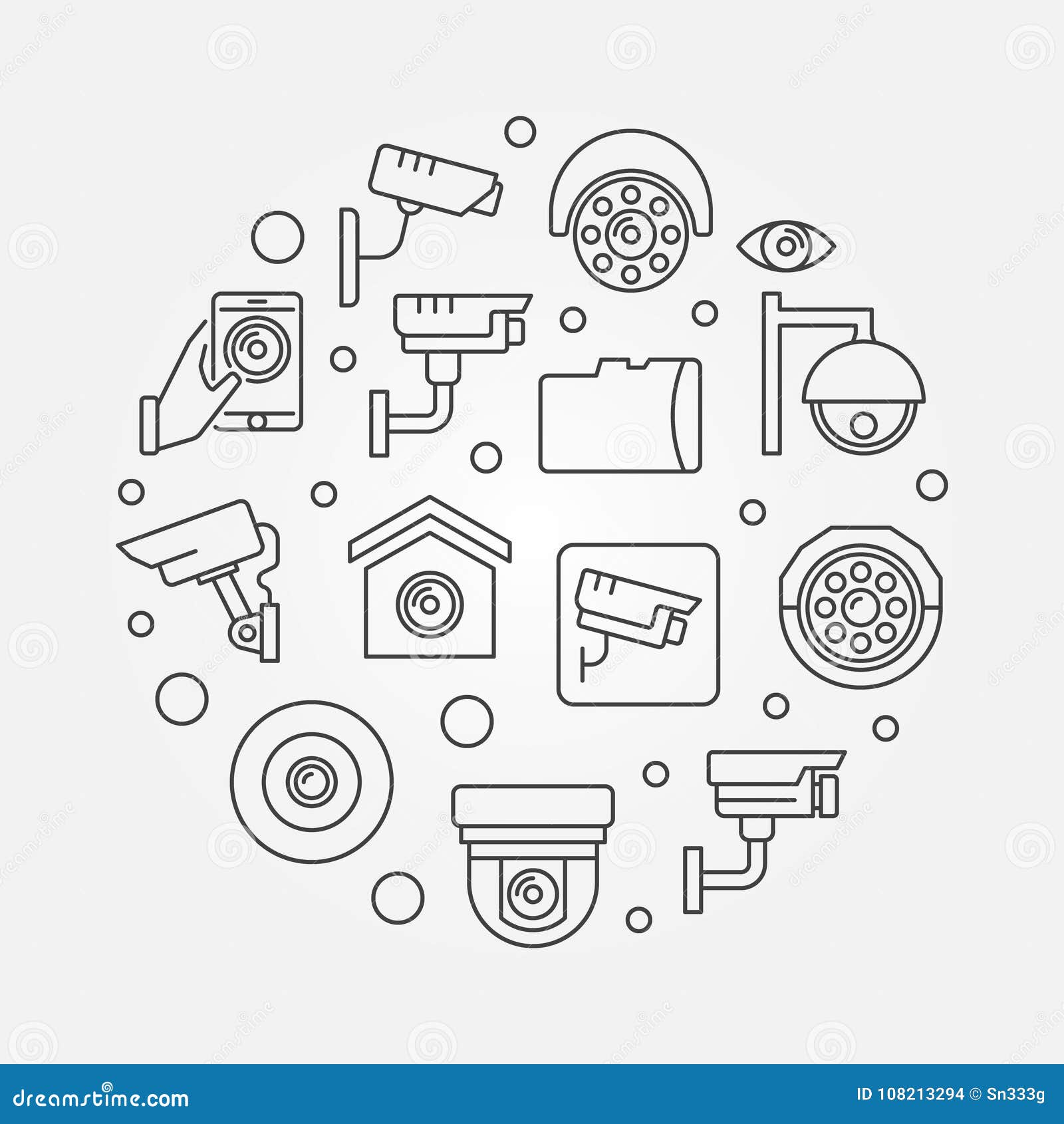 CCTV Video Security Cameras Round Vector Illustration Stock Vector ...