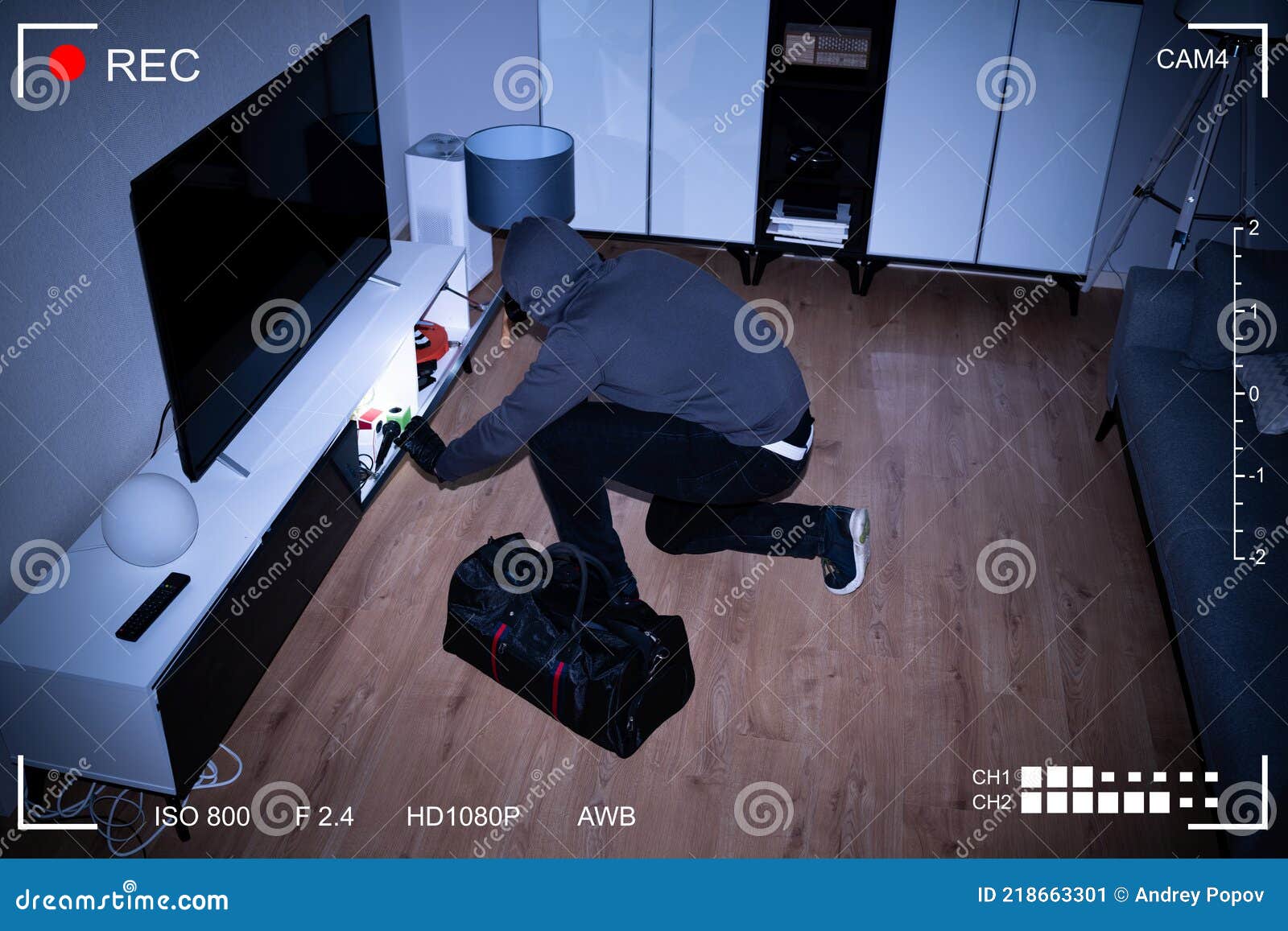 CCTV Video Surveillance Camera Showing Intruder Stock Image - Image of ...