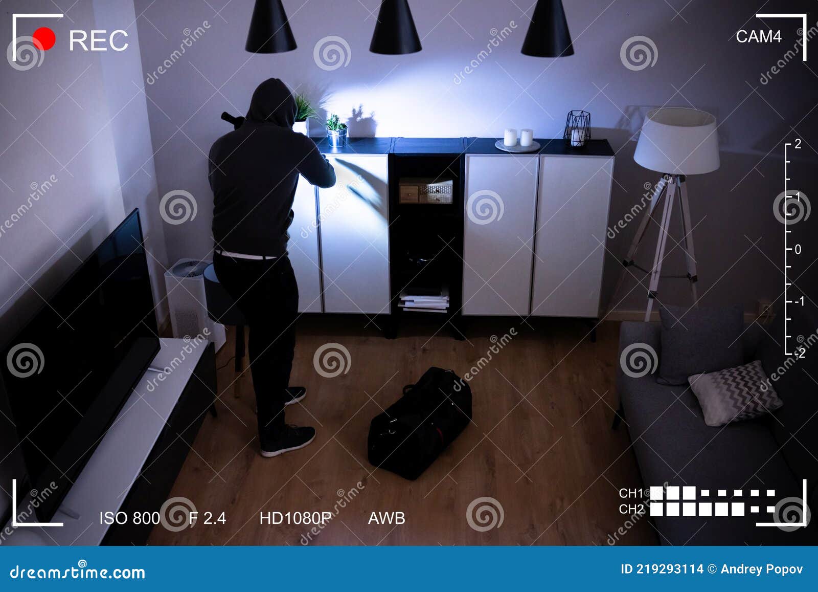 CCTV Video Surveillance Camera Showing Intruder Stock Photo - Image of ...