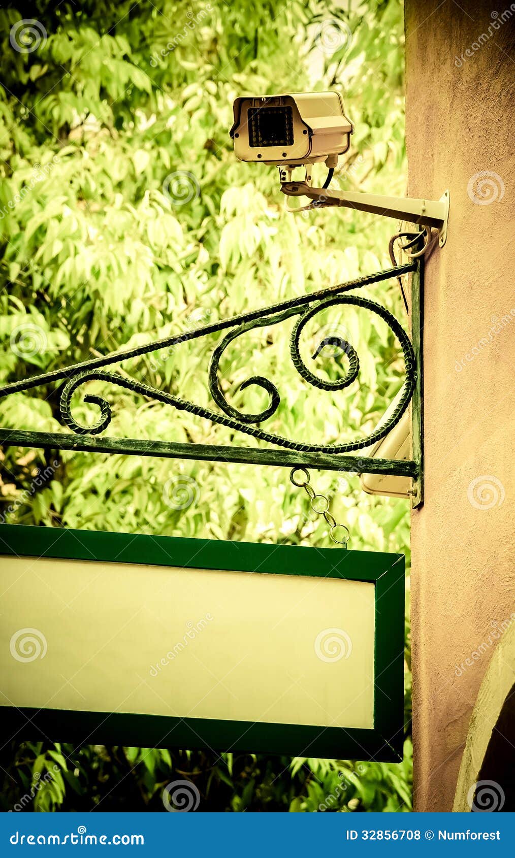 CCTV on the wall stock photo. Image of alarm, security - 32856708