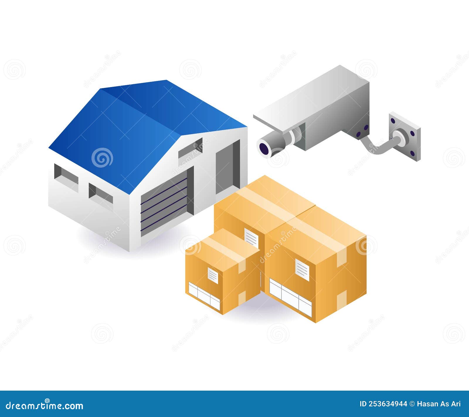 CCTV for Warehouse Security in Flat Isometric Illustration Design Stock ...