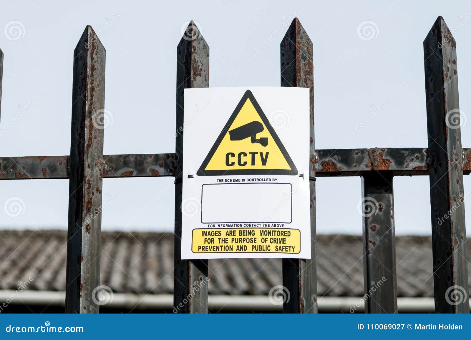 CCTV Warning Sign editorial photography. Image of urban - 110069027