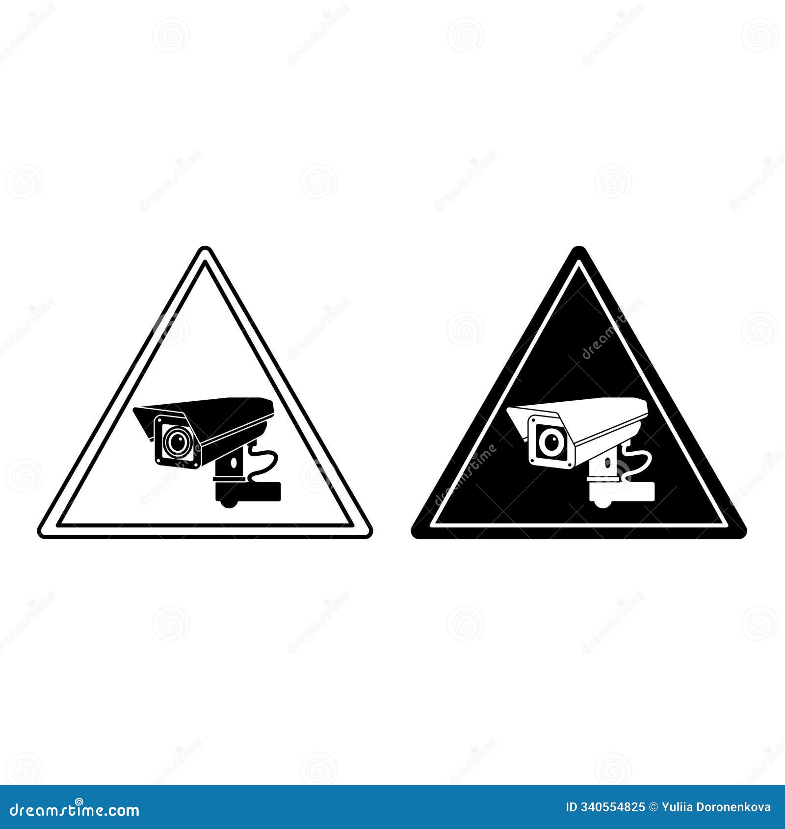 CCTV Warning Signs. stock illustration. Illustration of safety - 340554825