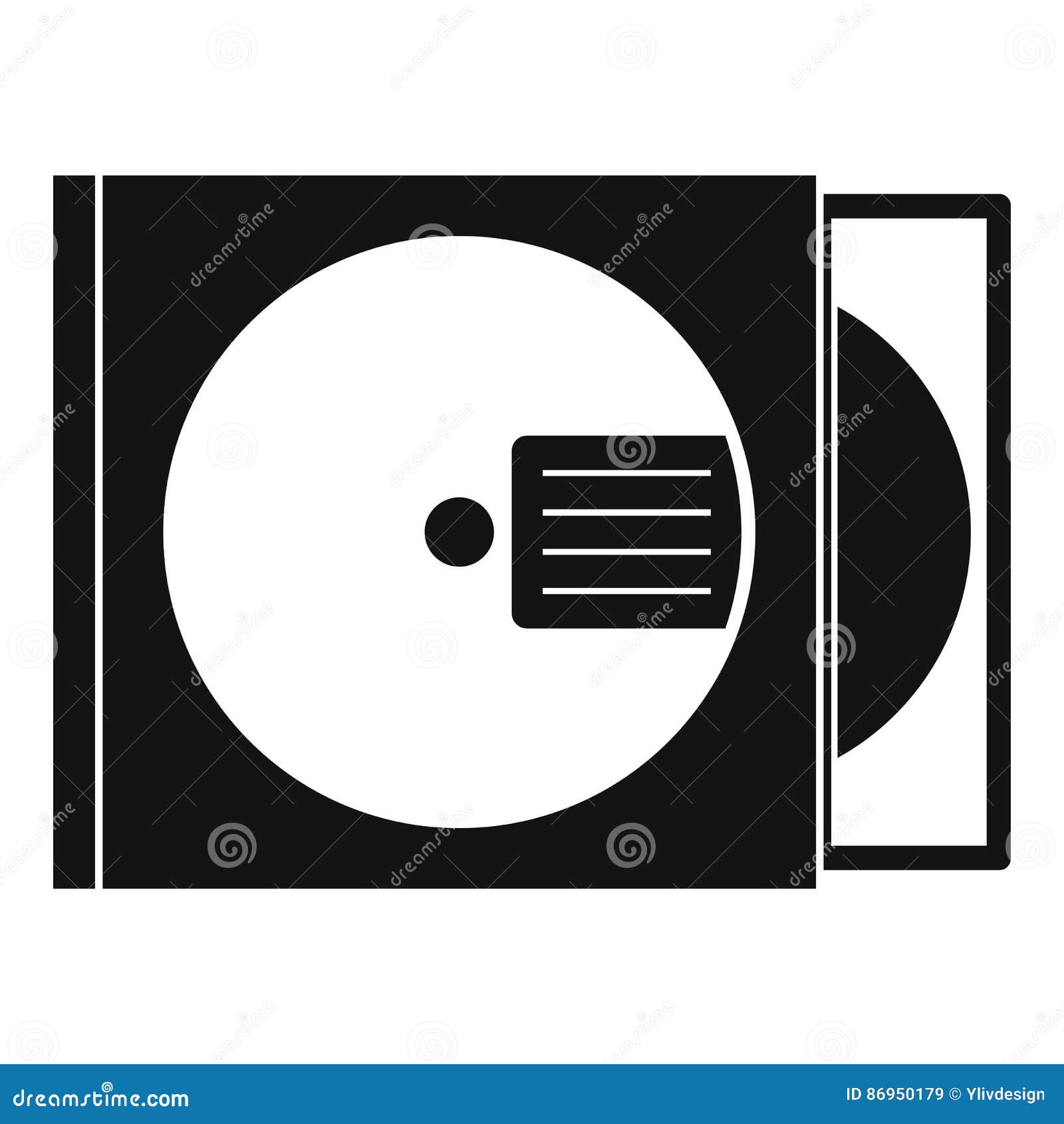 CD Box with Disc Icon, Simple Style Stock Vector - Illustration of copy ...