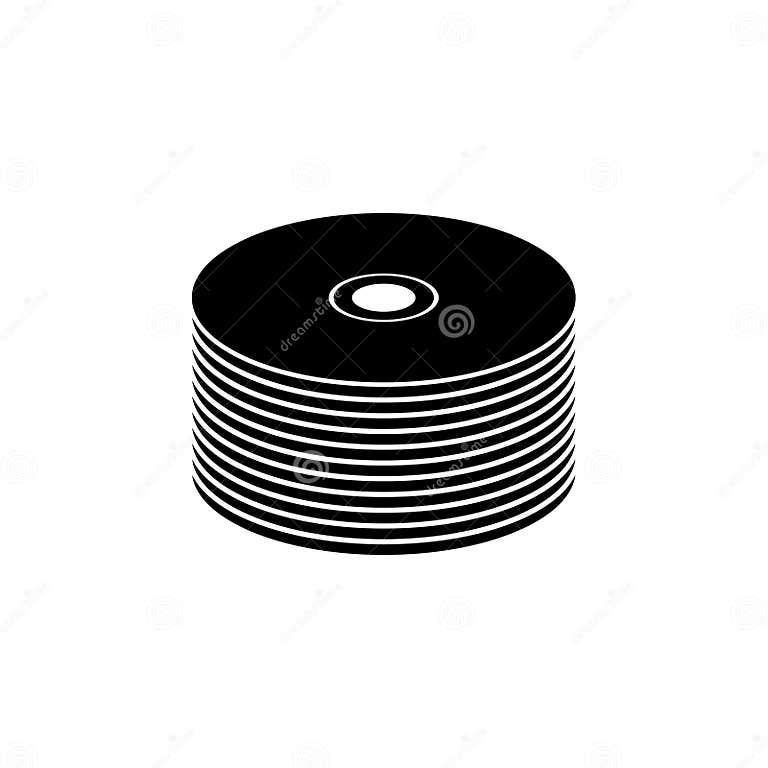 CD Box with Disc, Stack of DVD Flat Vector Icon Stock Vector ...