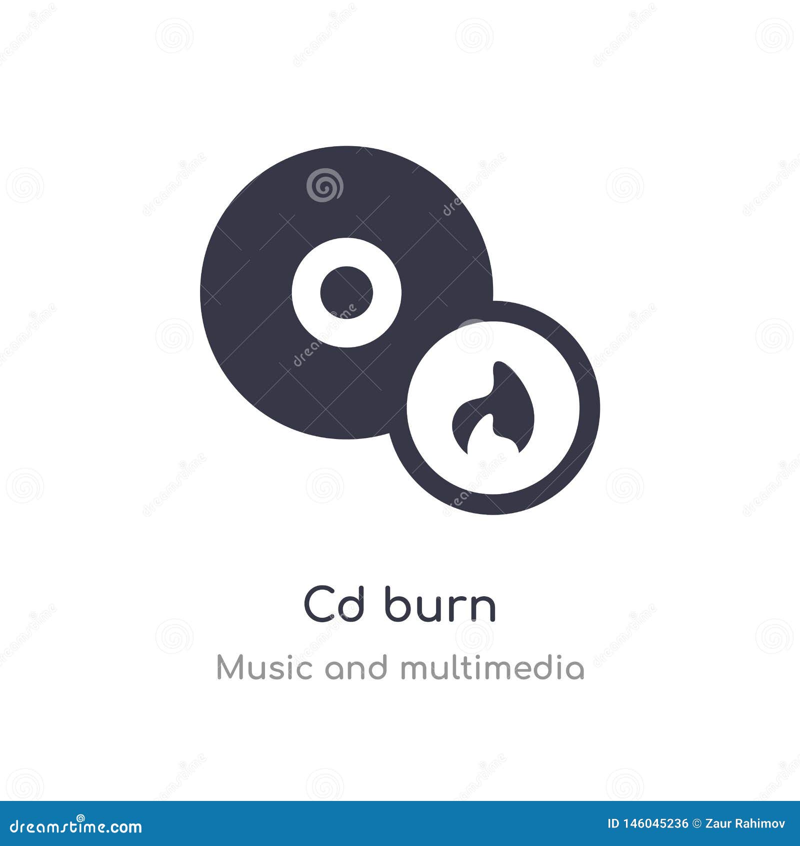 Cd Burn Outline Icon. Isolated Line Vector Illustration from Music and ...