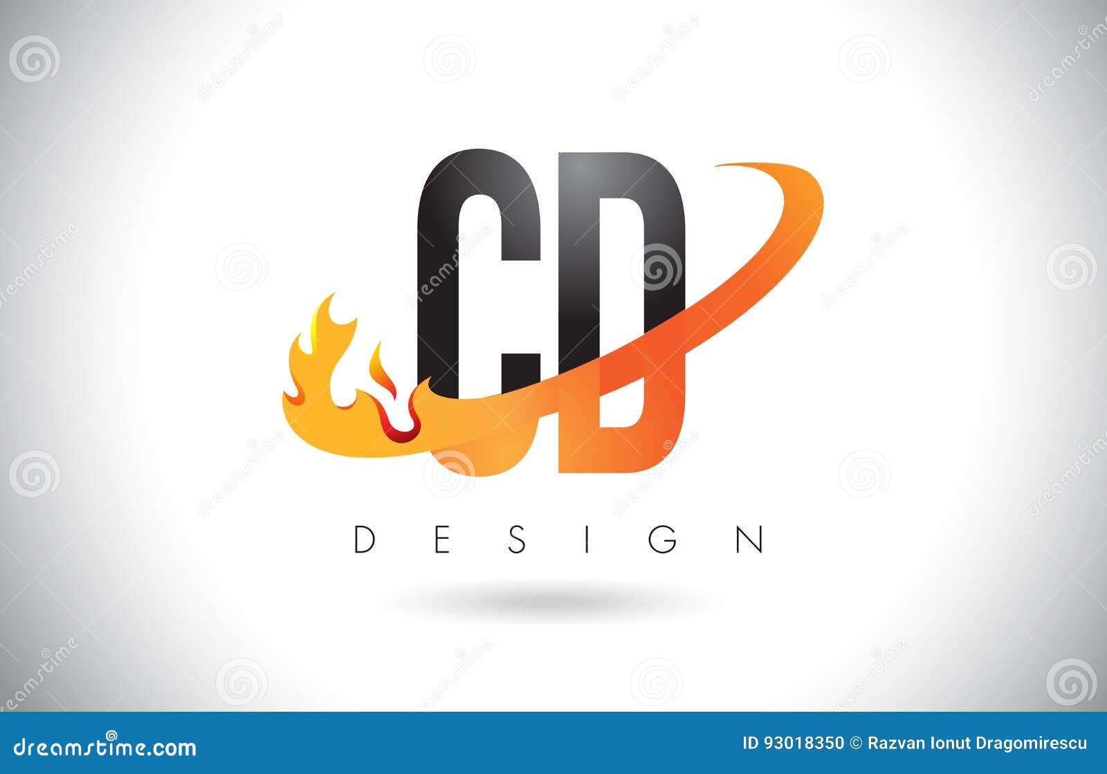 CD C D Letter Logo with Fire Flames Design and Orange Swoosh. Stock ...