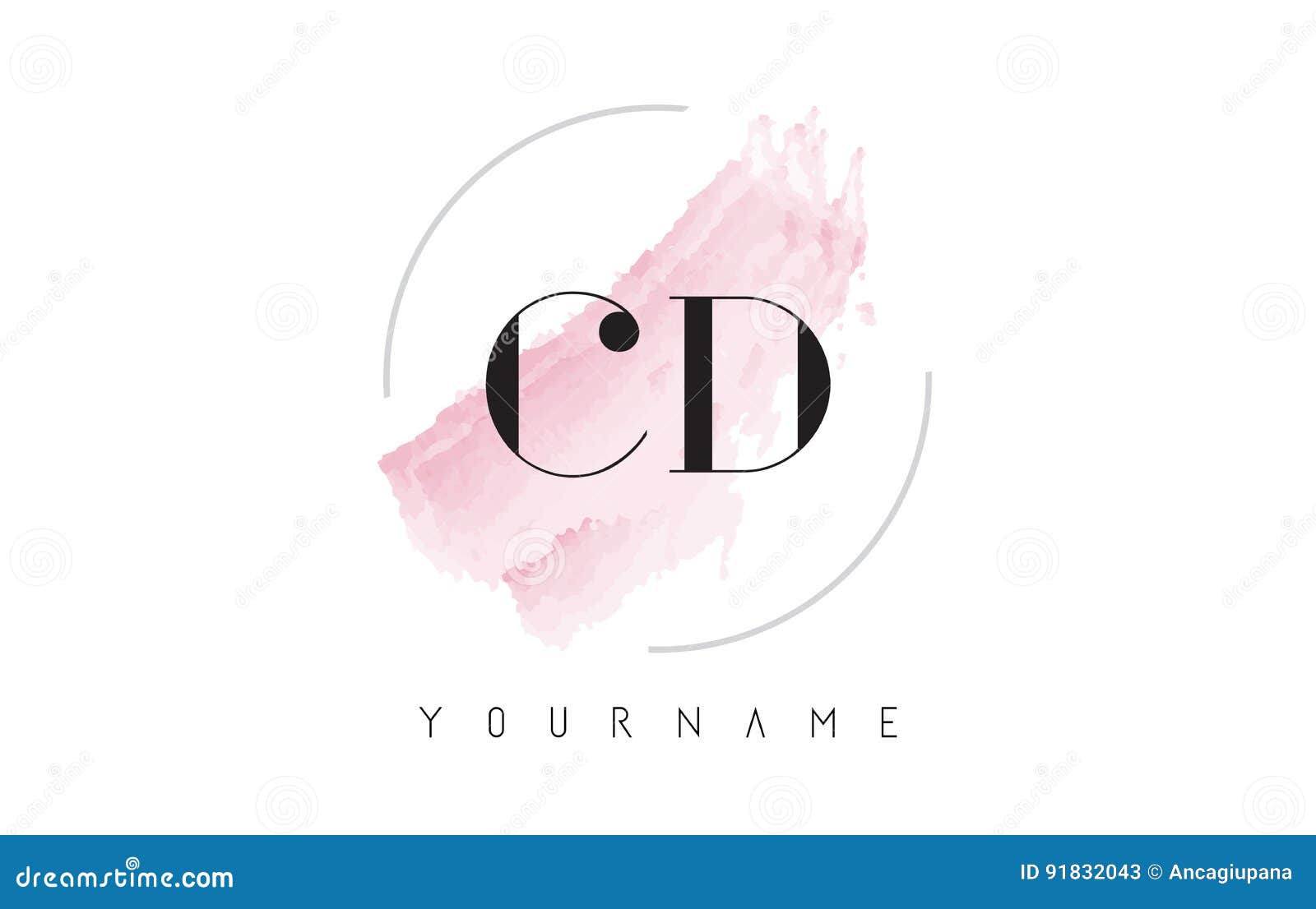 CD C D Watercolor Letter Logo Design with Circular Brush Pattern Stock ...