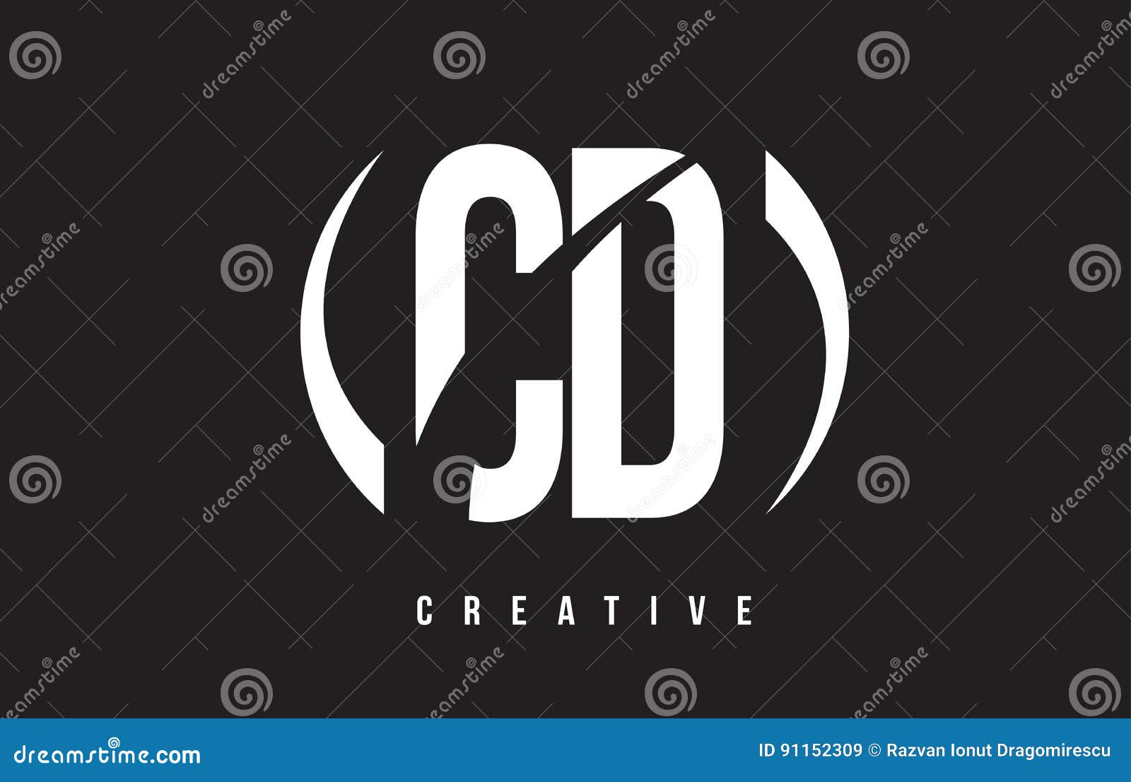 CD C D White Letter Logo Design with Black Background. Stock Vector ...