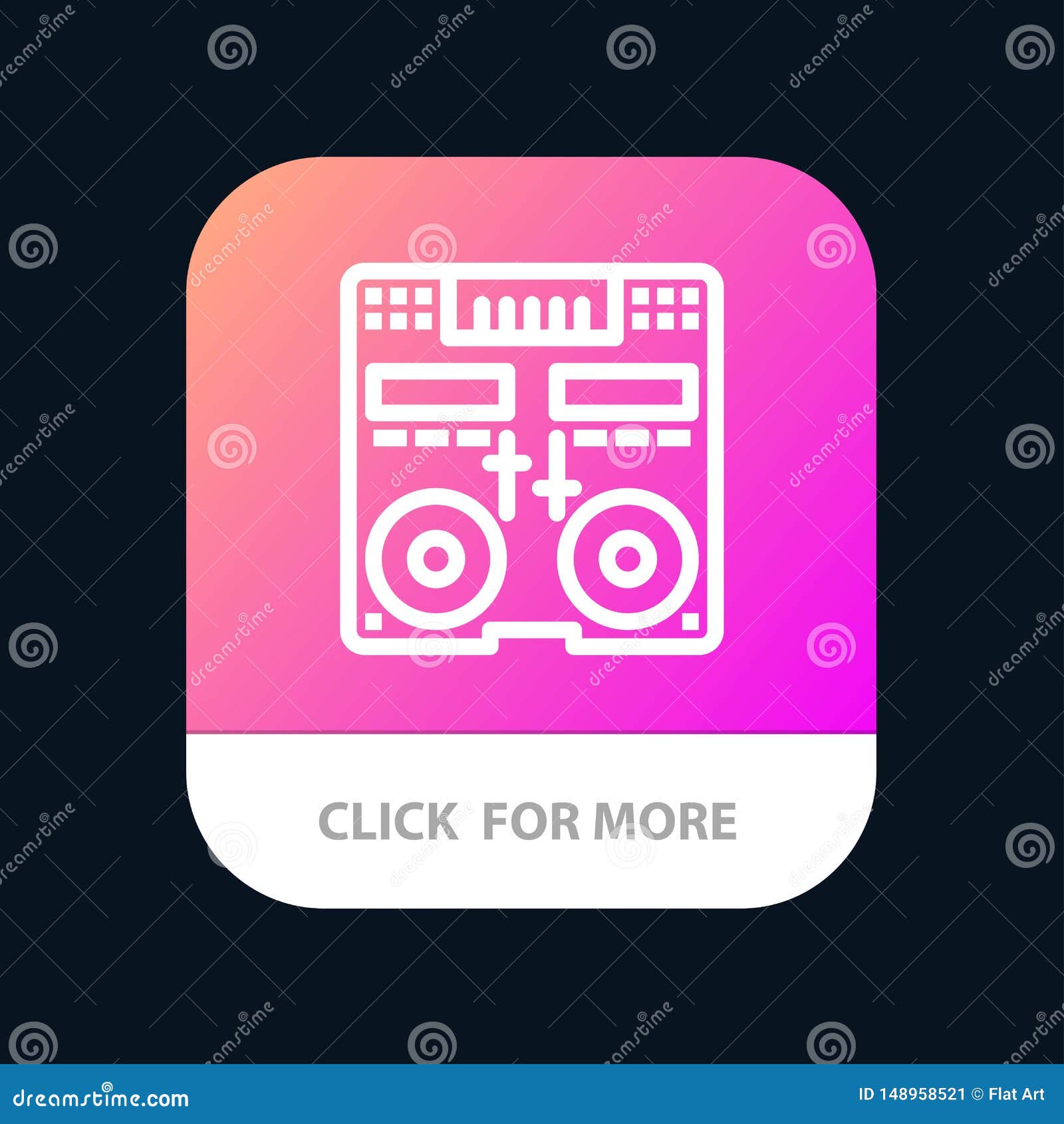 Cd, Console, Deck, Mixer, Music Mobile App Button. Android and IOS Line ...