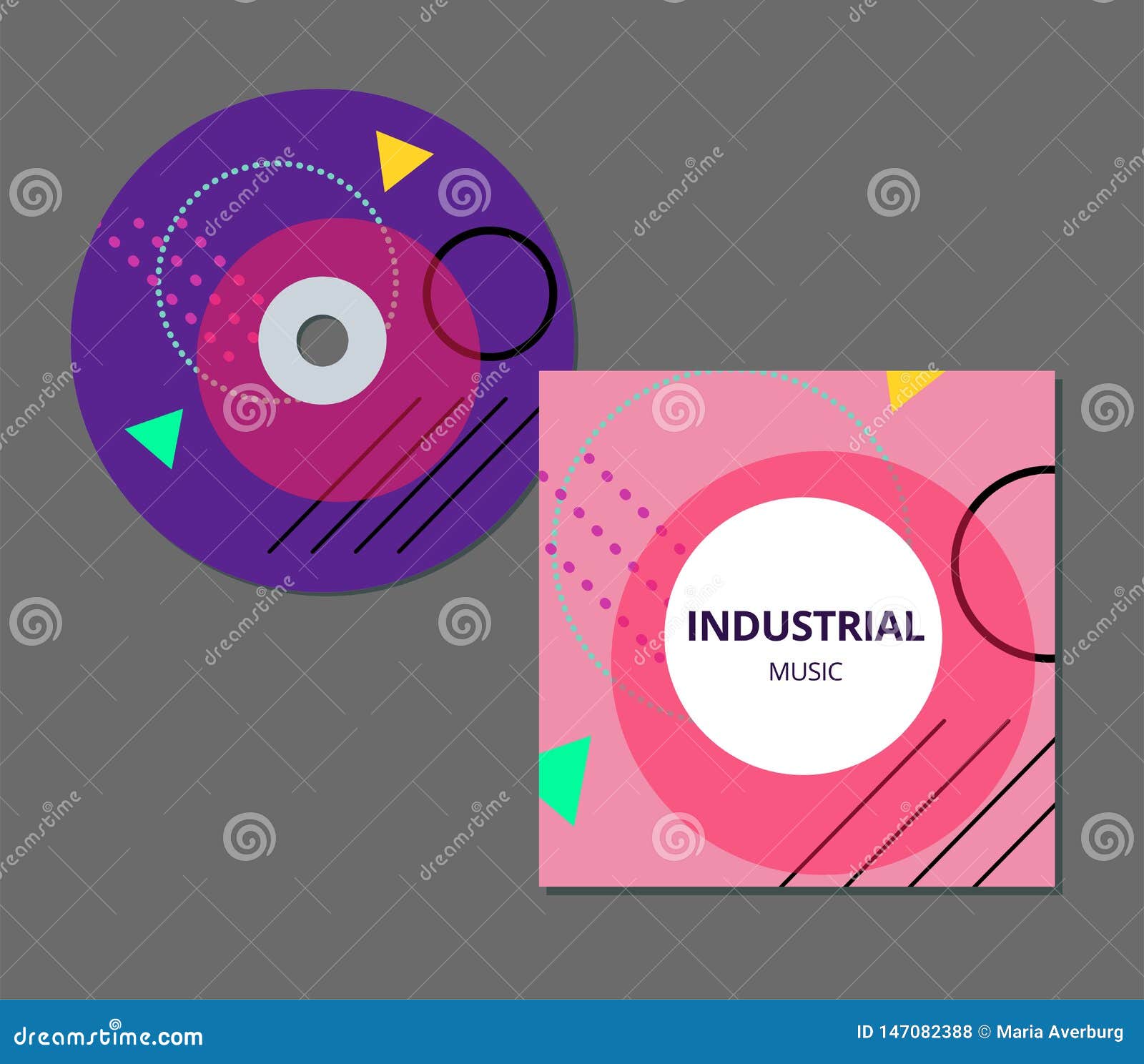 CD Cover Presentation Design Template with Abstract Geometric Shapes ...