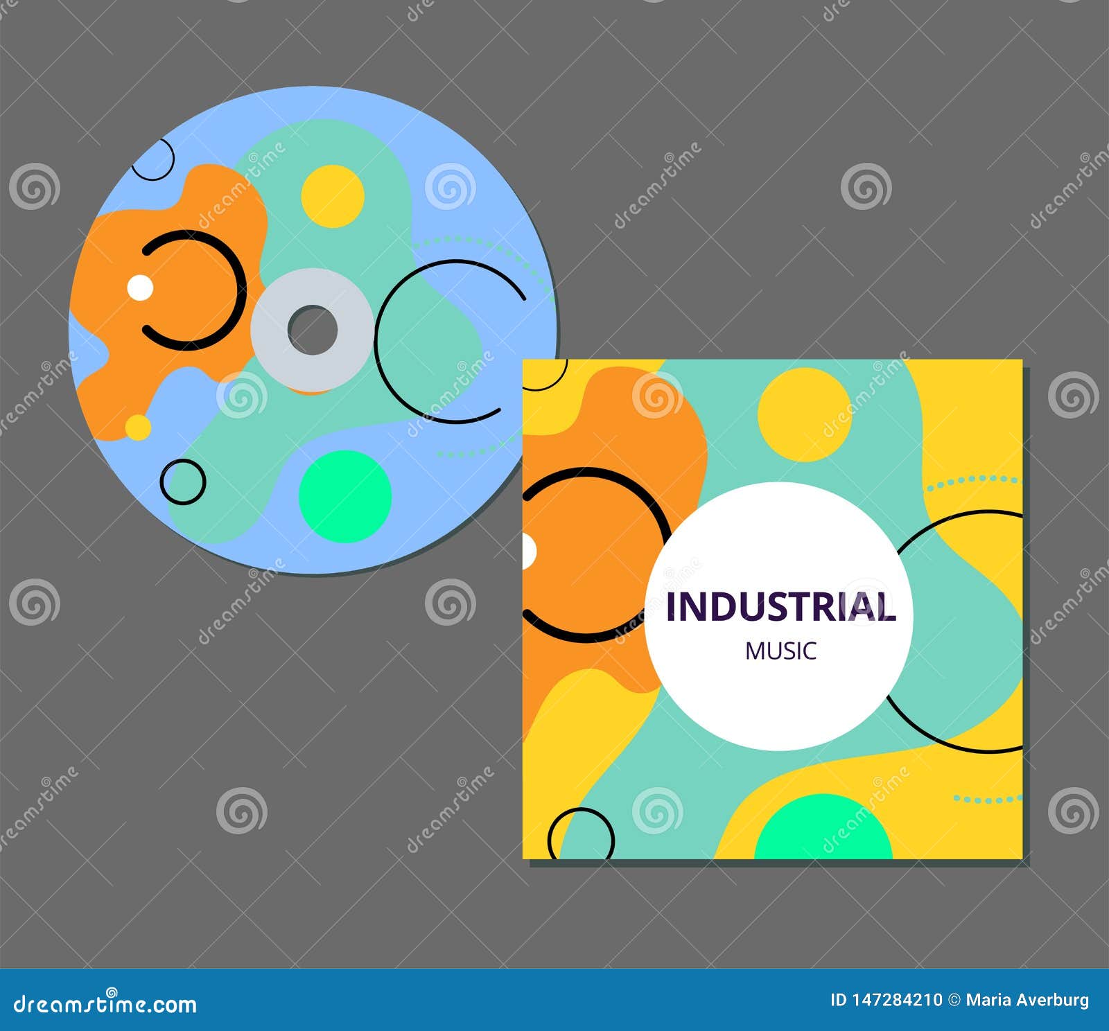 CD Cover Presentation Design Template with Abstract Geometric Shapes ...