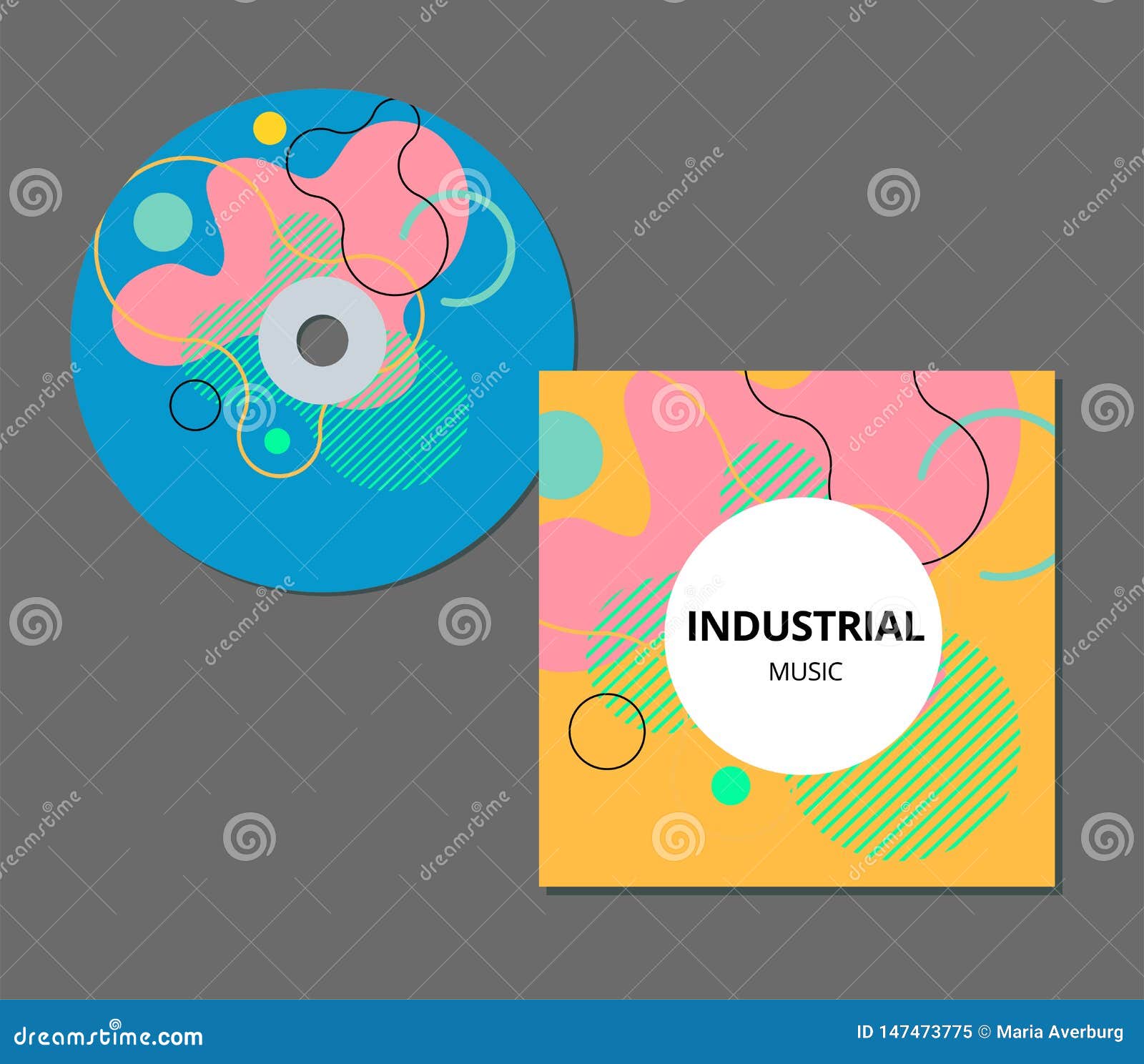 CD Cover Presentation Design Template with Abstract Geometric Shapes ...