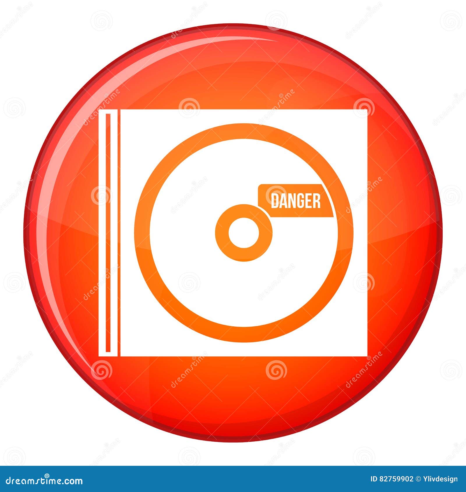 CD with Danger Lettering Icon, Flat Style Stock Vector - Illustration ...