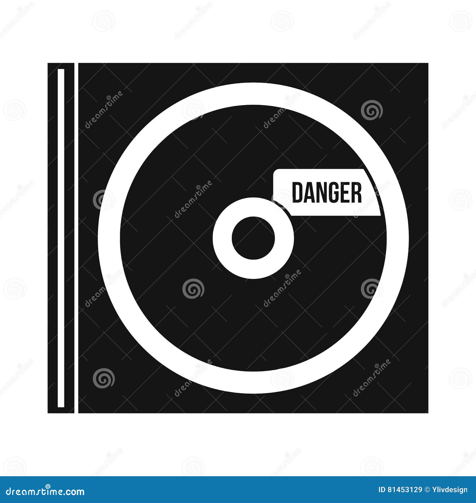 CD with Danger Lettering Icon, Simple Style Stock Vector - Illustration ...