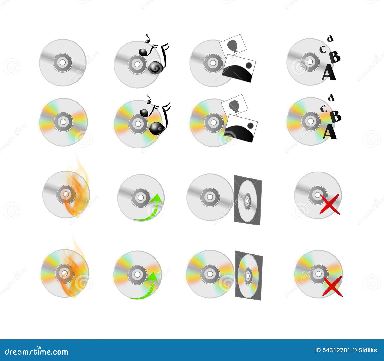 CD discs icons set stock illustration. Illustration of copy - 54312781