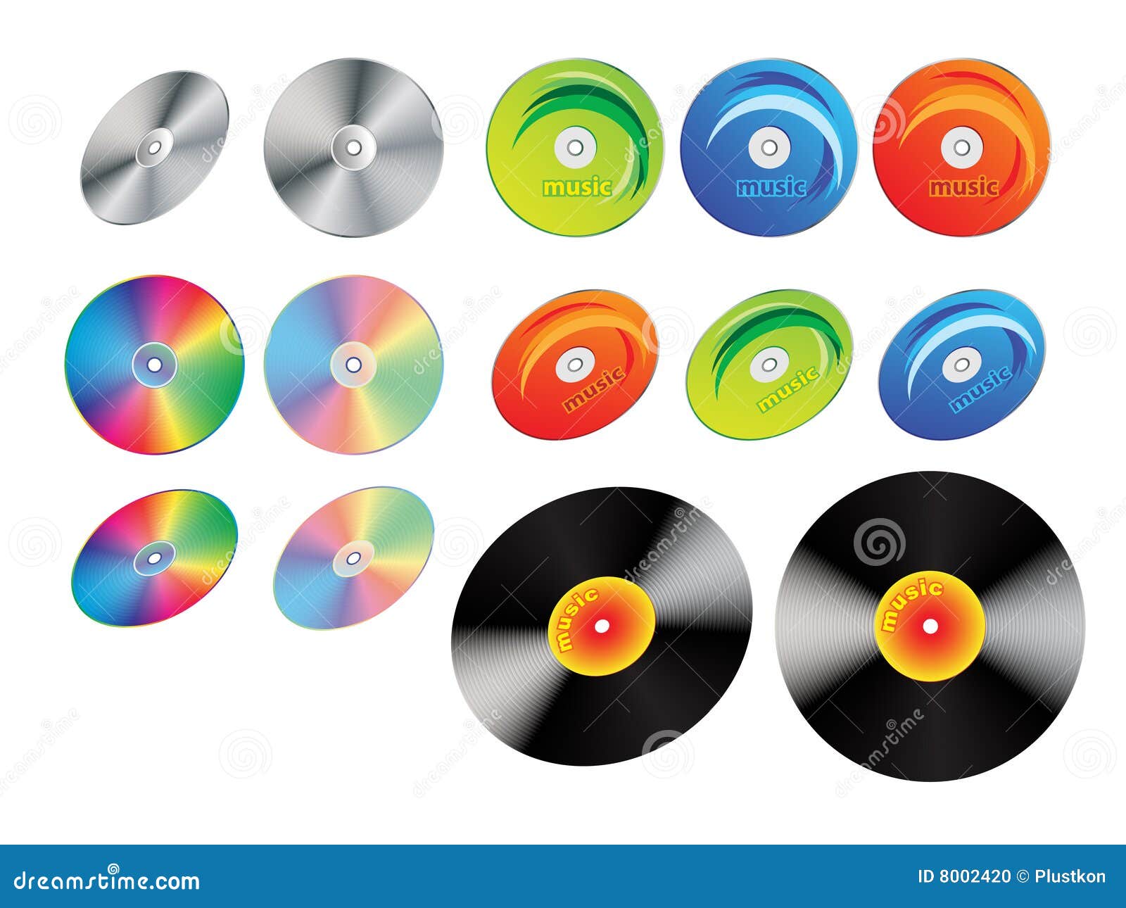 CD discs vinyl records stock vector. Illustration of retro - 8002420