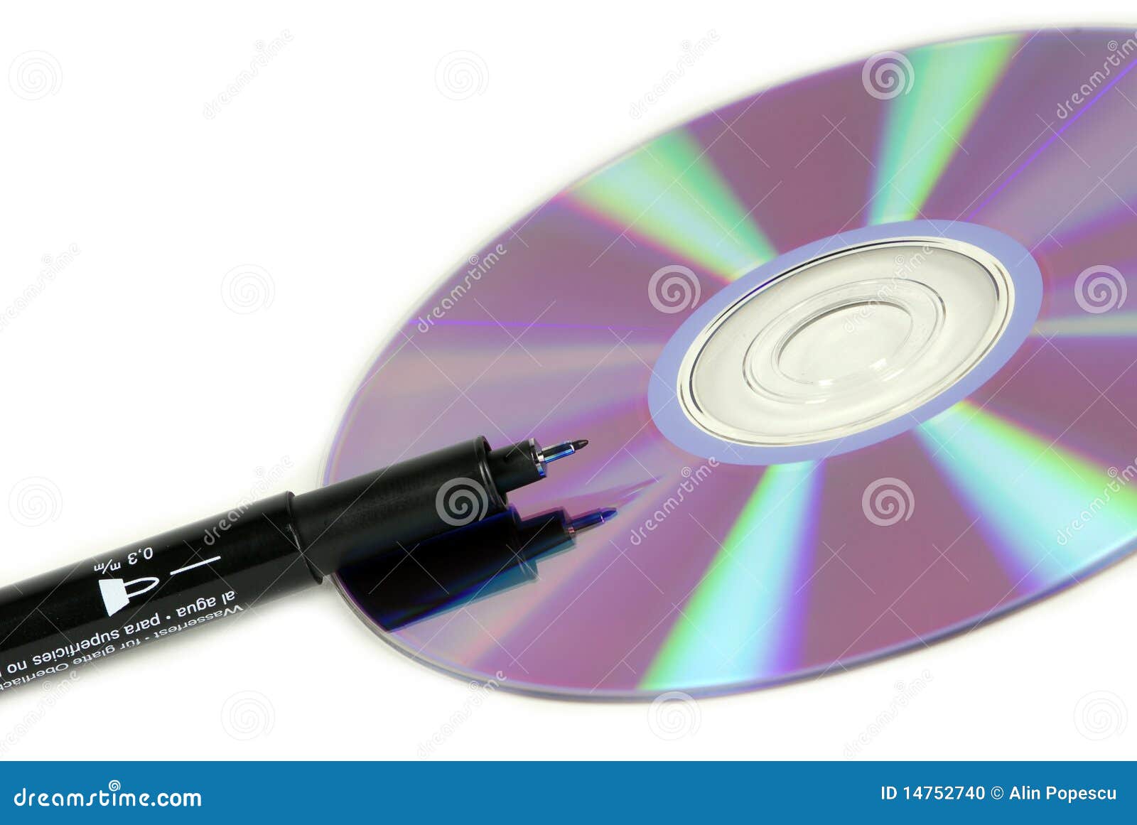 CD Disk with Permanent Marker Stock Photo - Image of optical, equipment ...