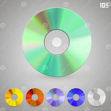 Cd Disks of Different Colors Stock Vector - Illustration of blue ...