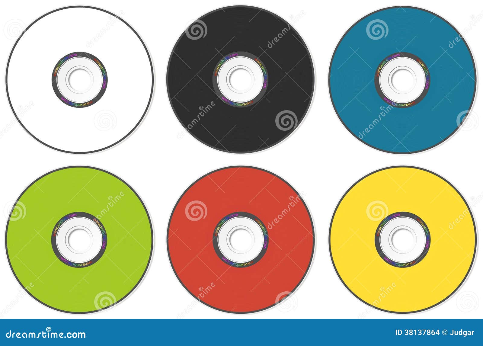 CD or DVD Compact Disc of Different Colors on a Wh Stock Vector ...