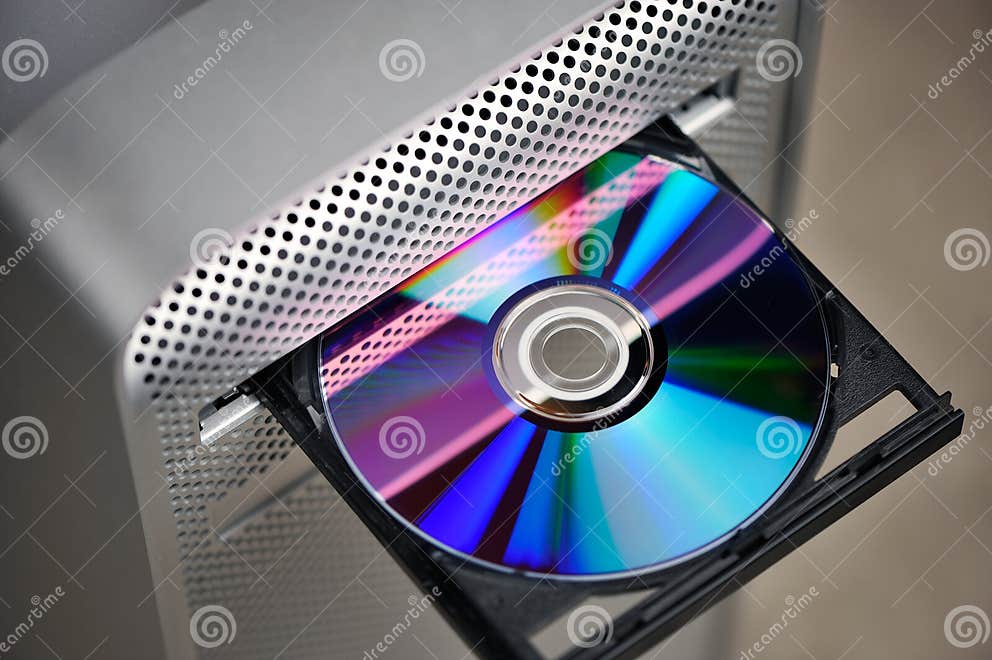 CD or DVD in Computer Drive Stock Image - Image of tower, business ...